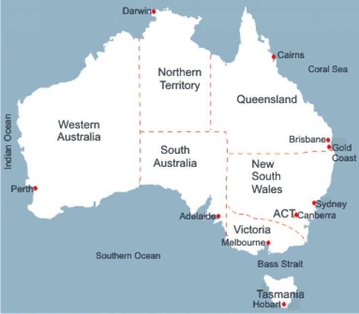 Australia Major Cities Map And Travel Information | Download Free ...