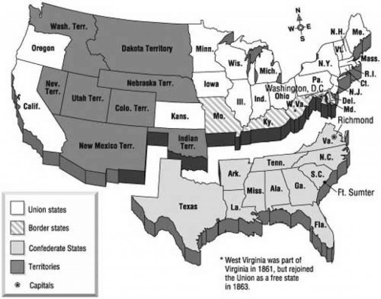 Border State Civil War Secession Border States Slavery Map For Civil ...