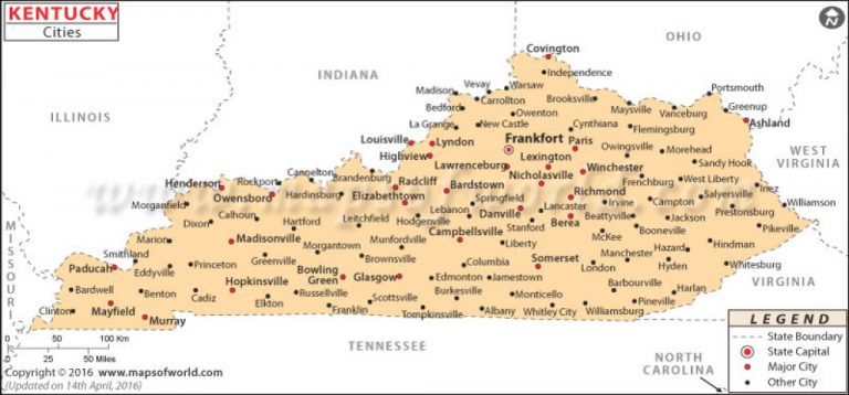 Cities In Kentucky, Kentucky Cities Map Within Kentucky State Map With ...
