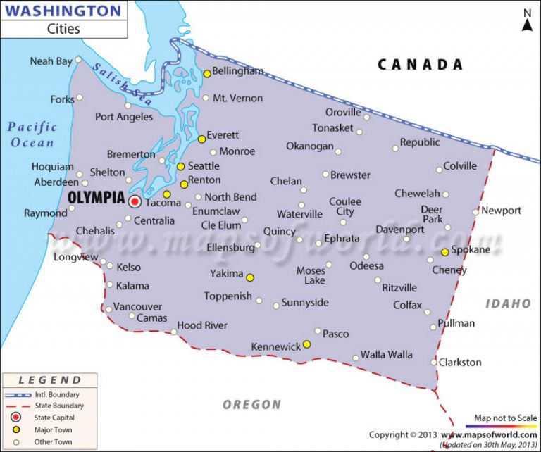Cities In Washington, Washington Cities Map Within Map Of Washington ...