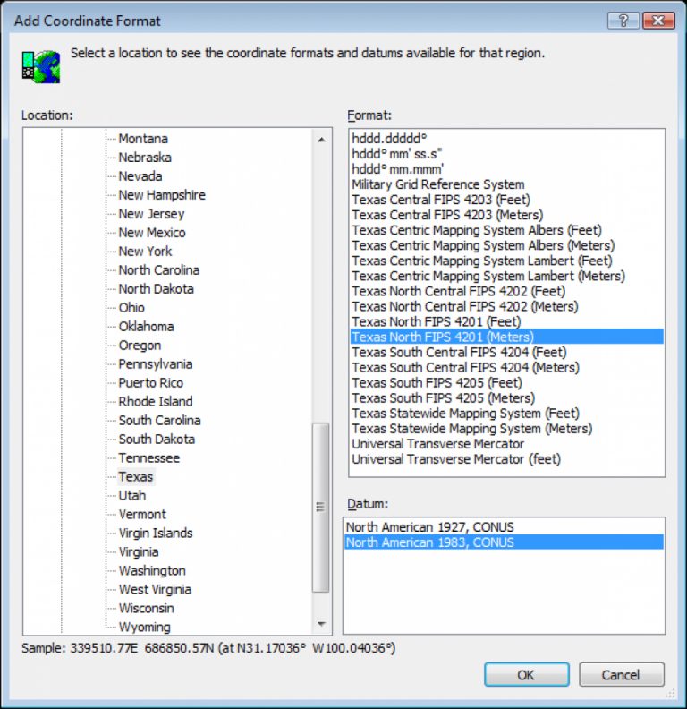 Convert Texas Statewide Mapping System State Plane Coordinates In ...