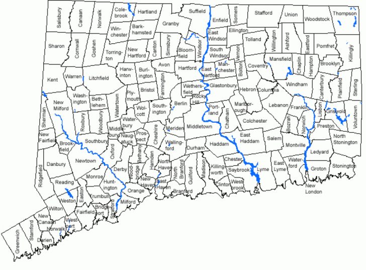 Ct Towns Of 1847 Throughout State Of Ct Map With Towns - Printable Map