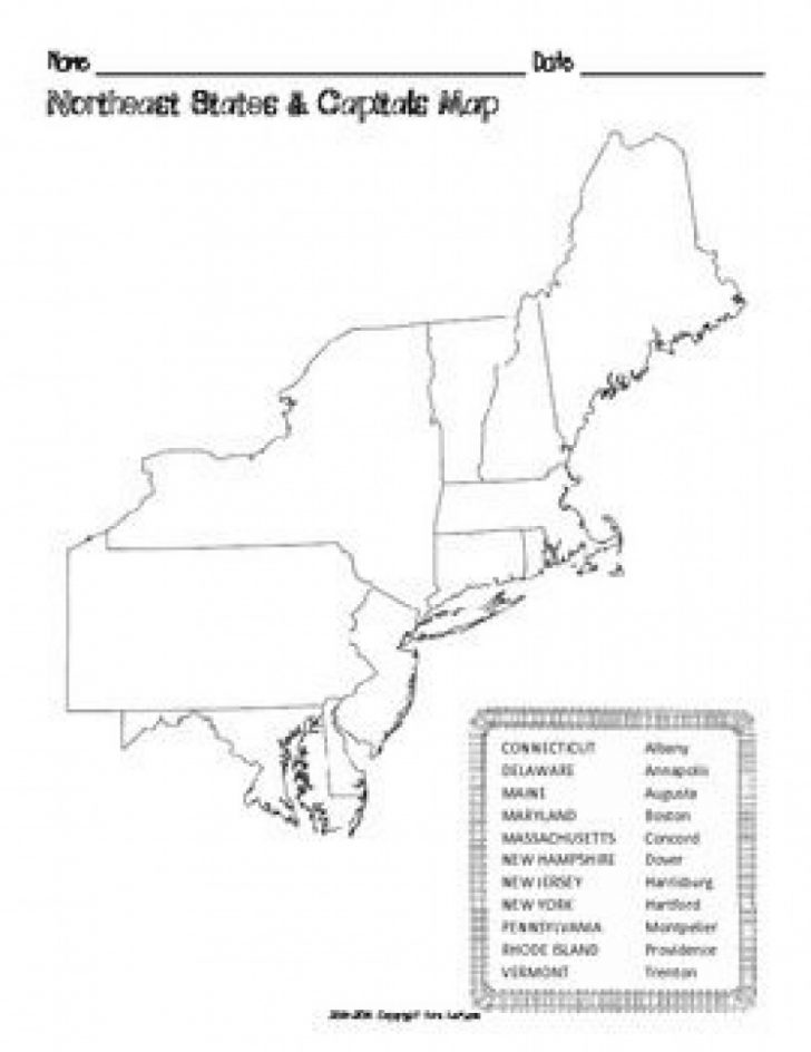 Free Us Northeast Region States & Capitals Maps | Worksheets Intended ...