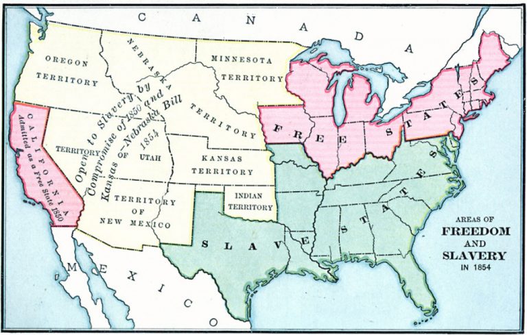 Freedom States And Slavery States, 1854 For Slave States And Free ...