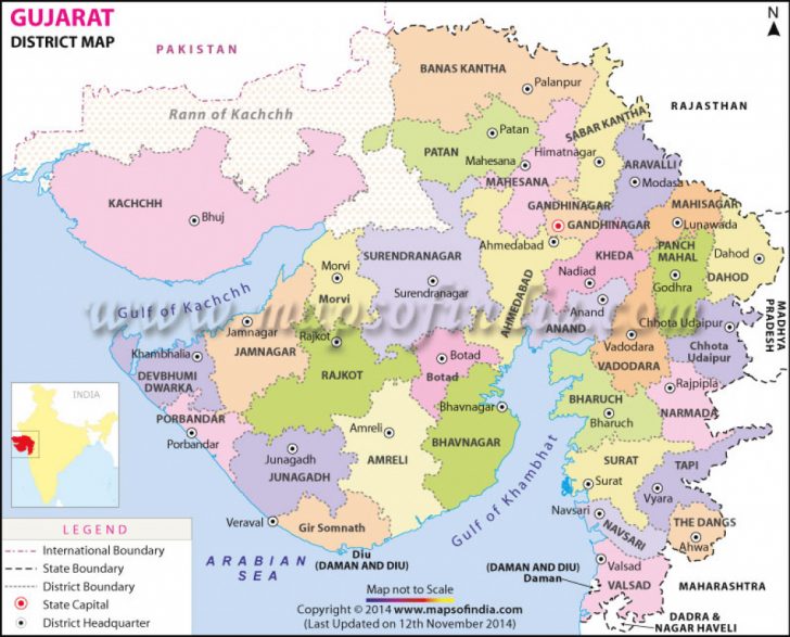 Gujarat Districts Map Regarding Map Of Gujarat State District Wise ...