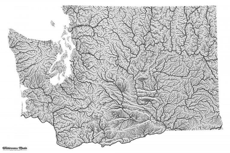 Highly Detailed River Map Of Washington State : Washington within ...