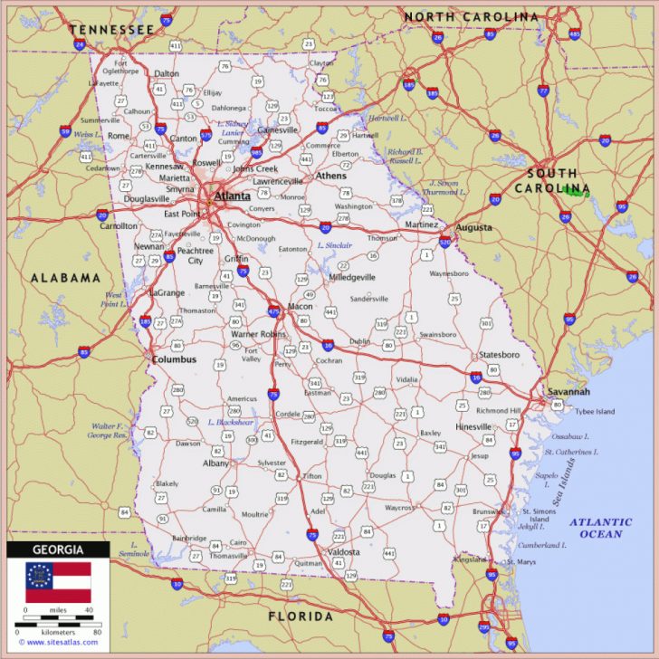 Highway Map Of Georgia Usa | Aahealthcare Regarding Georgia State ...