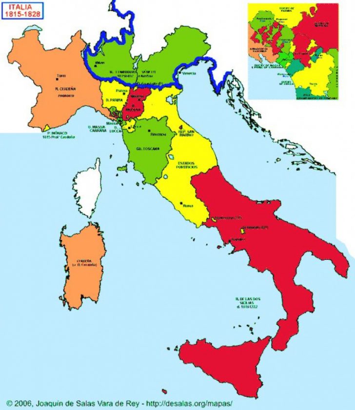 Hisatlas - Map Of Italy 1815-1828 With Italian States Map - Printable Map