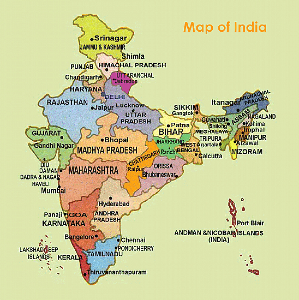 Map Of India With States And Cities Printable Map
