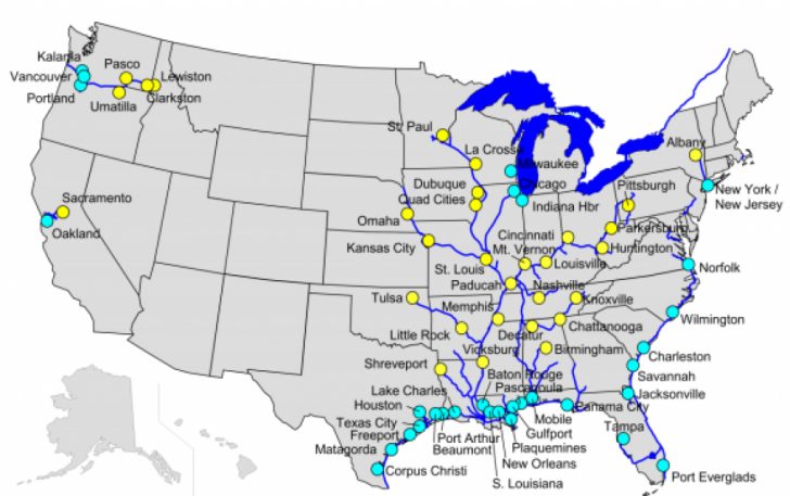 Inland Waterways Of The United States - Wikipedia With Navigable Waters ...