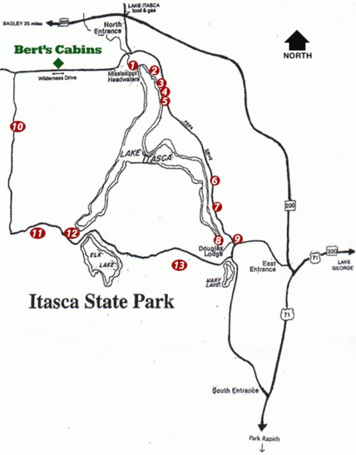 Itasca State Park Activities Map – Bert's Cabins With Regard To Itasca ...