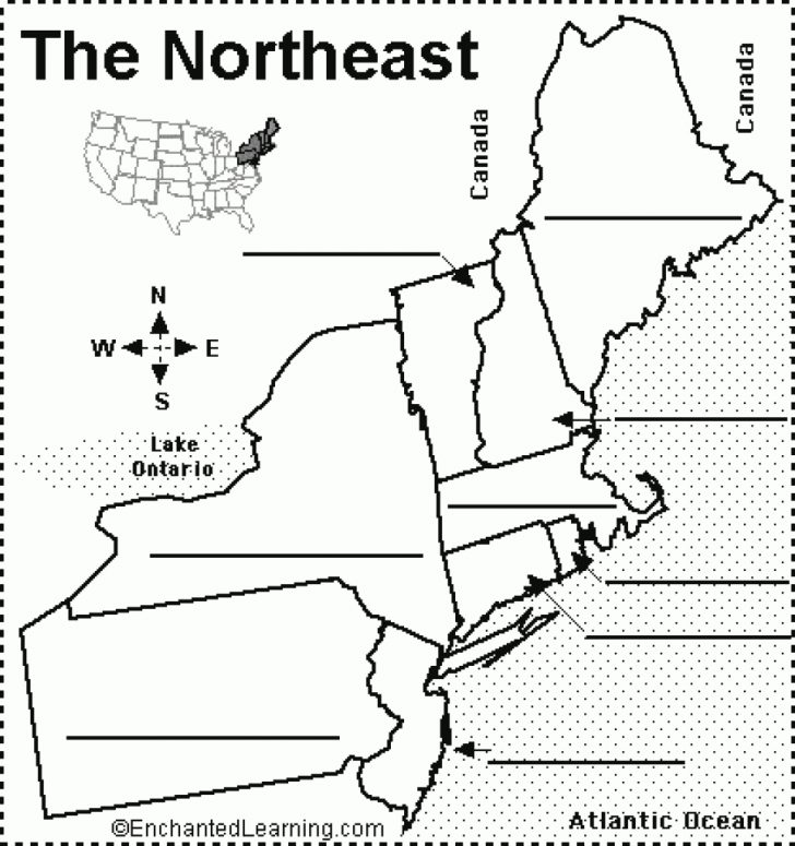 Label Northeastern Us States Printout - Enchantedlearning With Outline ...
