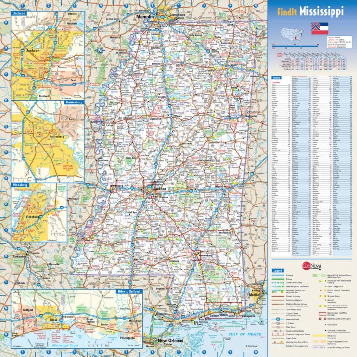 Large Detailed Roads And Highways Map Of Mississippi State With With ...