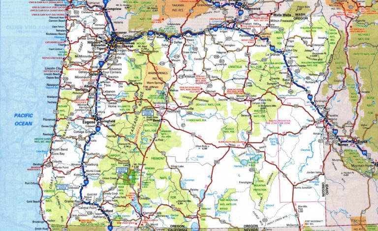 Large Detailed Roads And Highways Map Of Oregon State With National ...