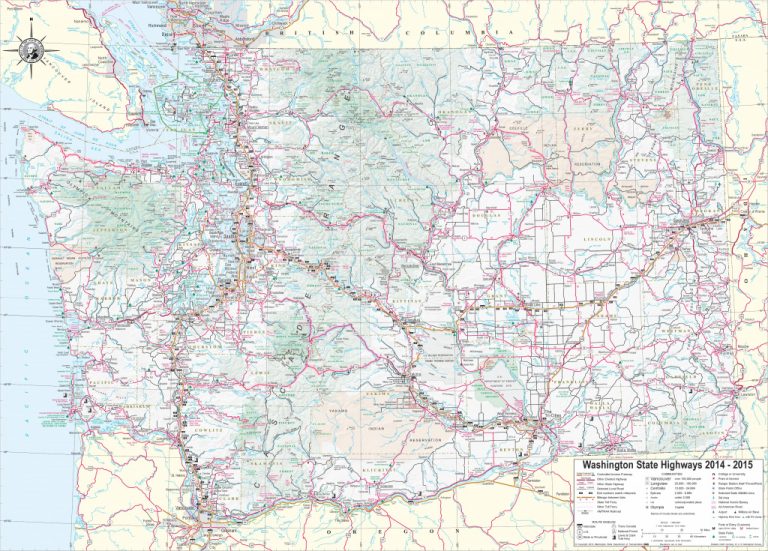 Large Detailed Tourist Map Of Washington With Cities And Towns With ...