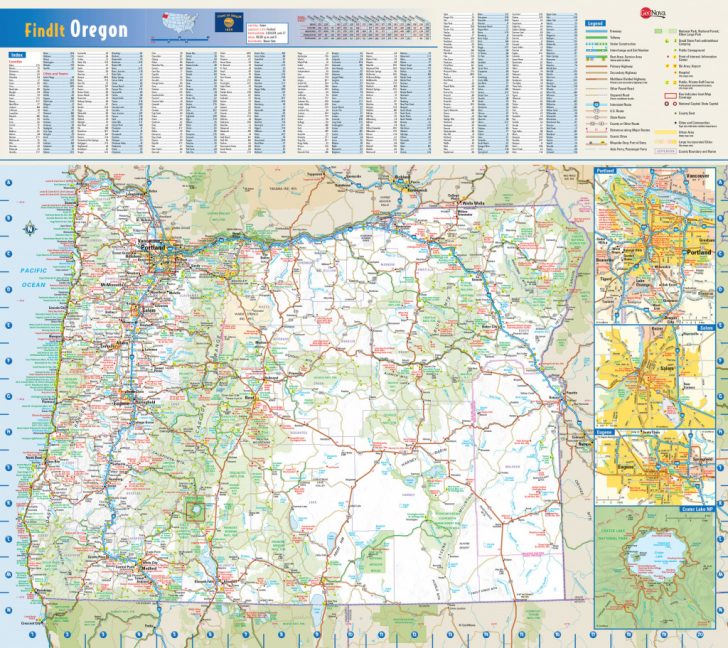 Large Roads And Highways Map Of Oregon State With National Parks And ...
