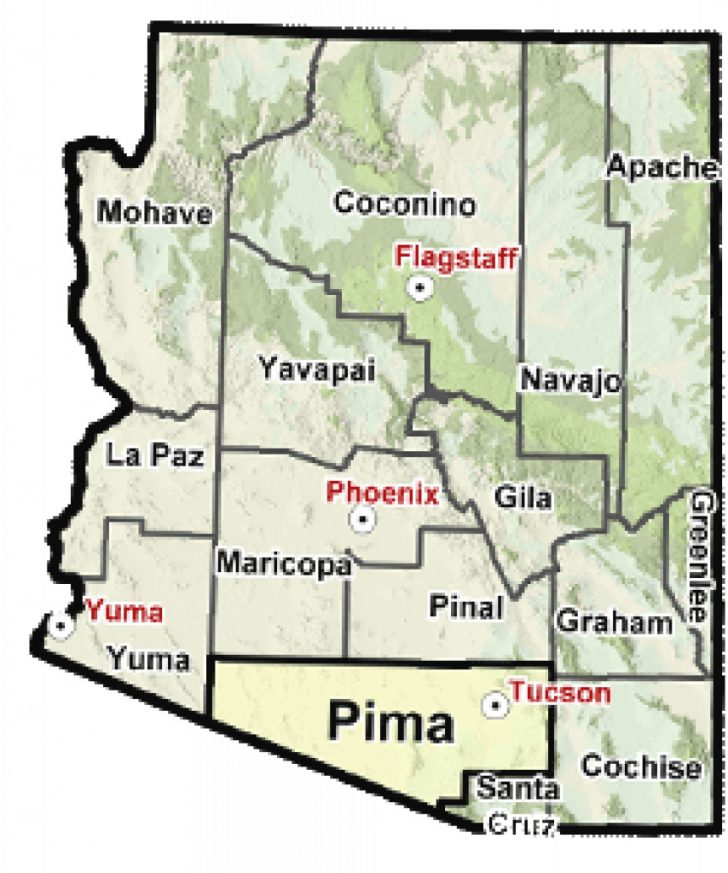 Map Of Arizona Counties And Major Cities And Travel Information Within ...