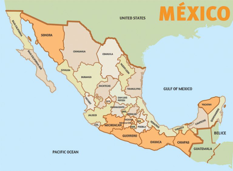 Map Of Mexico - The Mexican States 2008 Within Map Of Mexico And Its ...