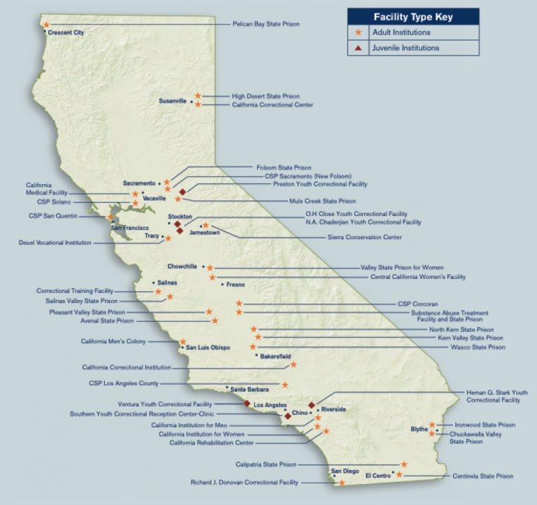 Map Of The Ca State Prison System | Prison Politics For Anti ...