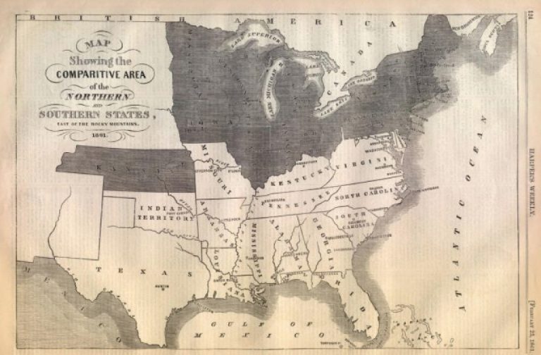 Map Of The Union And Confederate States Inside Civil War Map Union And ...