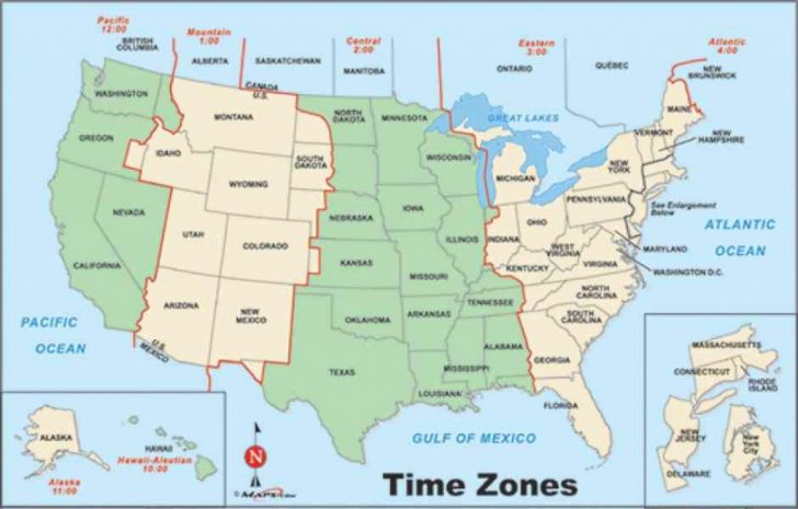 Map Of Us States Time Zones Us State Map And Time Zones Map Of U S In ...