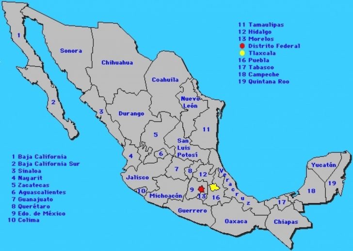 Maps. Mexican States Map - Collection Of Map Pictures Inside Map Of ...