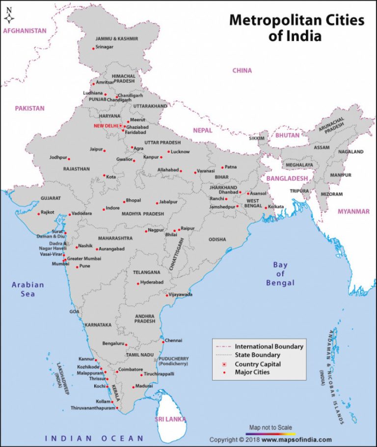 Metropolitan Cities In India, Major Cities Of India Throughout Map Of ...