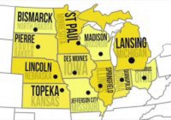 Midwestern States And Capitals Map Quiz | N3X Inside Midwest States And ...