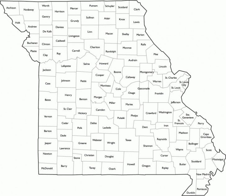 Missouri County Map With Names Throughout United States Map With County ...