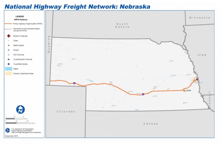 National Highway Freight Network Map And Tables For Nebraska - Fhwa ...