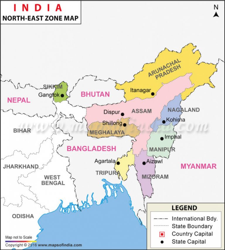 North-East India Map, Seven Sisters Of India Throughout Northeast ...