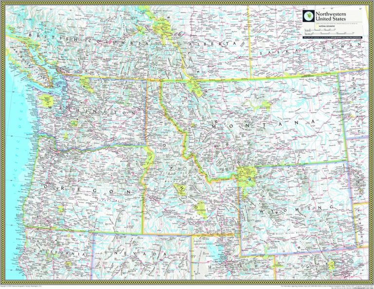Northwestern United States Atlas Wall Map - Maps Within Map Of ...