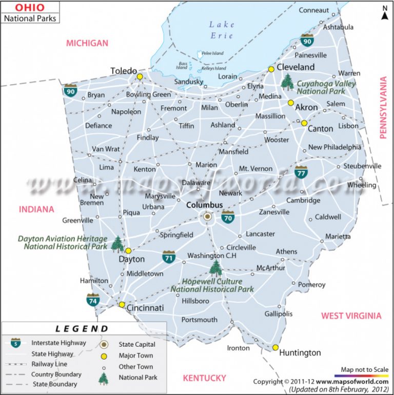 Ohio National Parks Map, List Of National Parks In Ohio For Ohio State ...