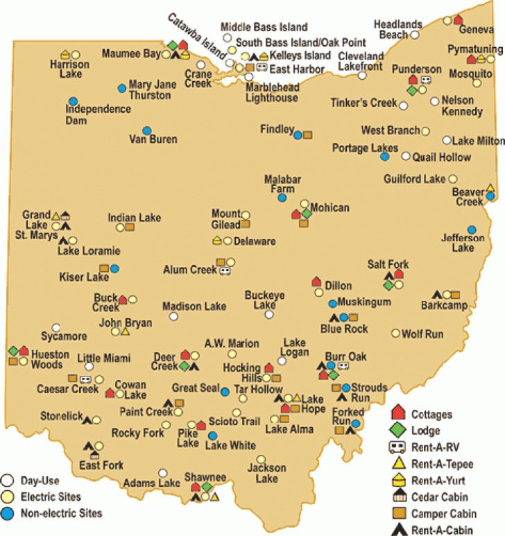 Ohio State Parks Combo Map With Regard To Ohio State Parks Map ...