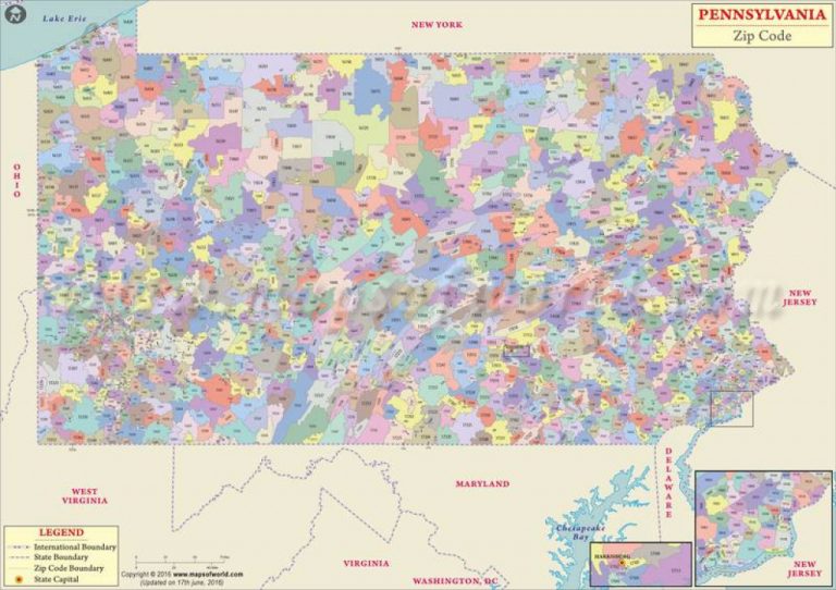 Pennsylvania Zip Code Map, Pennsylvania Postal Code Inside State ...