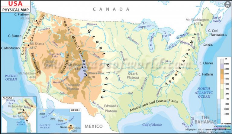 Physical Map Of The United States Of America With Physiographic Map Of ...
