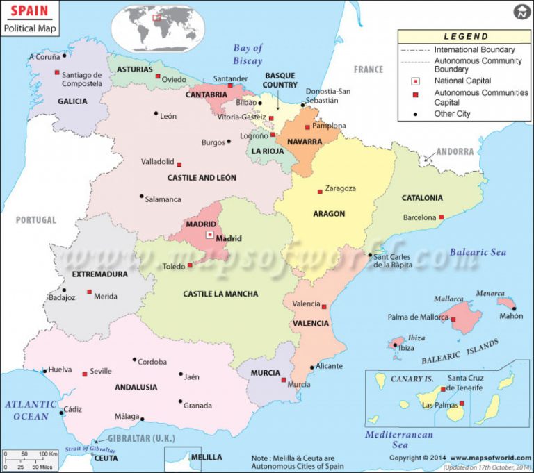 Political Map Of Spain | Spain Autonomous Communities Map Throughout ...