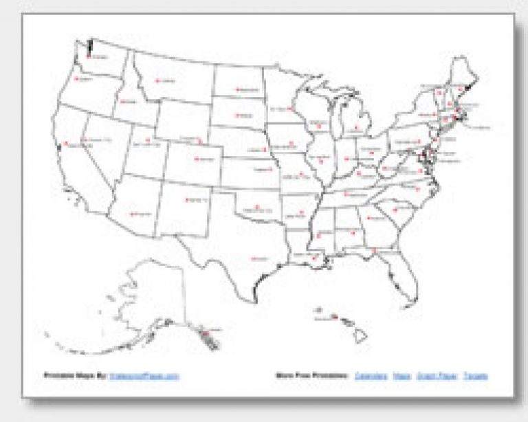 Printable United States Maps | Outline And Capitals In Blackline Maps ...