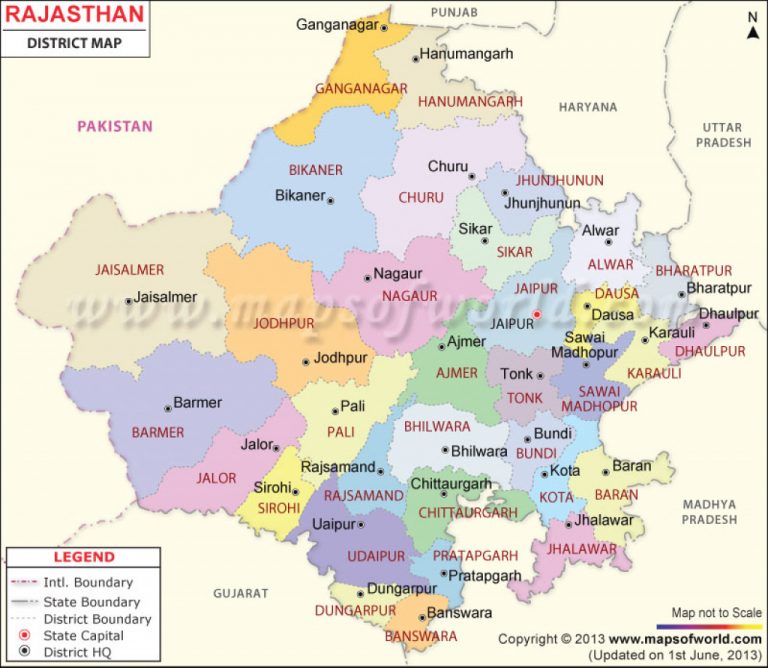 Rajasthan Map, Districts In Rajasthan For Political Map Of Rajasthan ...