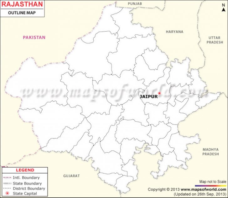 Rajasthan Outline Map Within Political Map Of Rajasthan State ...