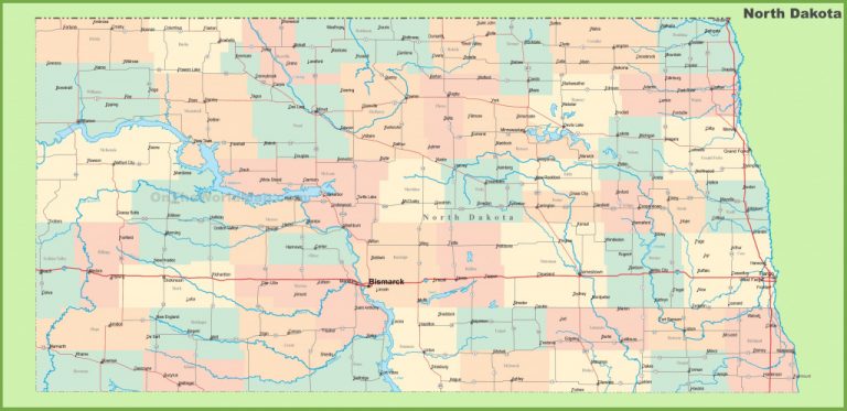 Road Map Of North Dakota With Cities In North Dakota State Highway Map ...