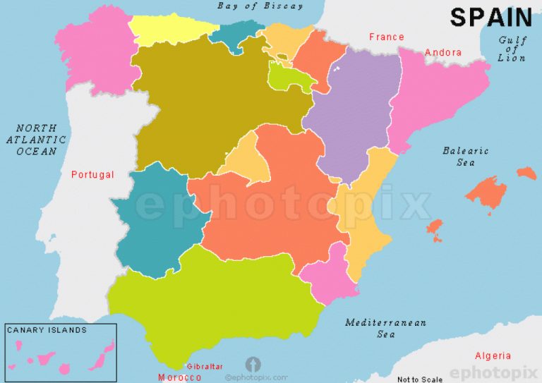 Spain States Outline Map | States Outline Map Of Spain | Spain With ...