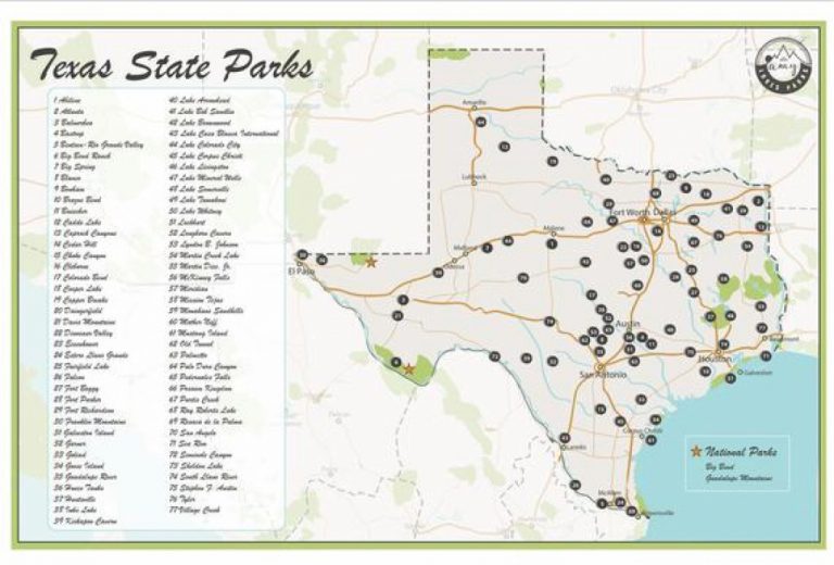 Texas State Parks Map | Etsy Regarding Texas State Parks Map ...