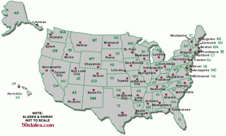 United States And Capitals Map Inside The 50 State Capitals Map ...