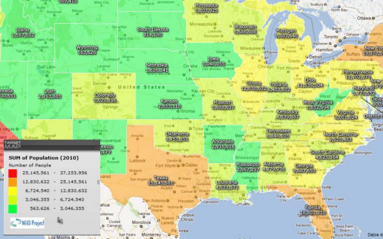 United States Map Of U.s. Populationstate, 2010State - Targetmap For ...