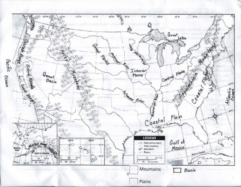 United States Physical Map Labeled Example Of United States And Within ...
