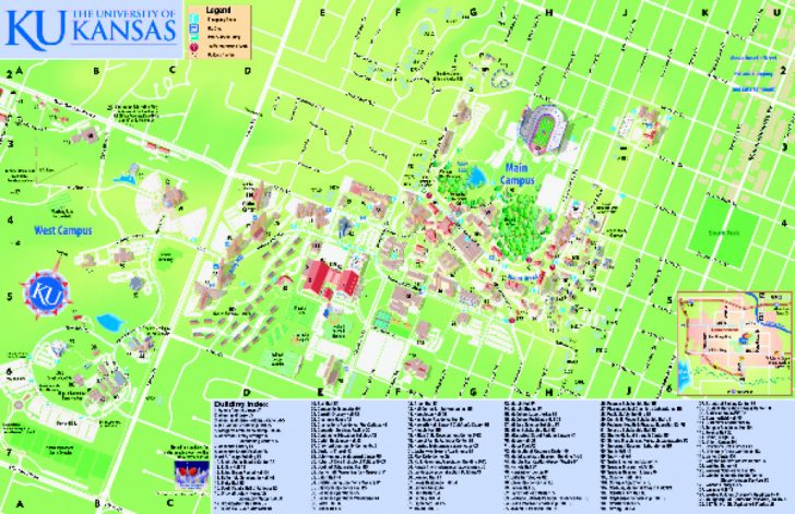 University Of Kansas - Main Campus Map - Lawrence Ks • Mappery In ...