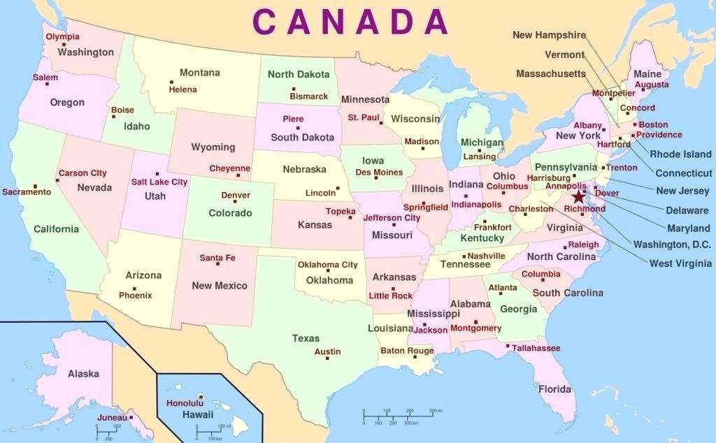 Usa Map With States Capitals And Abbreviations Printable Map Usa Map With States Capitals And Abbreviations Printable Map
