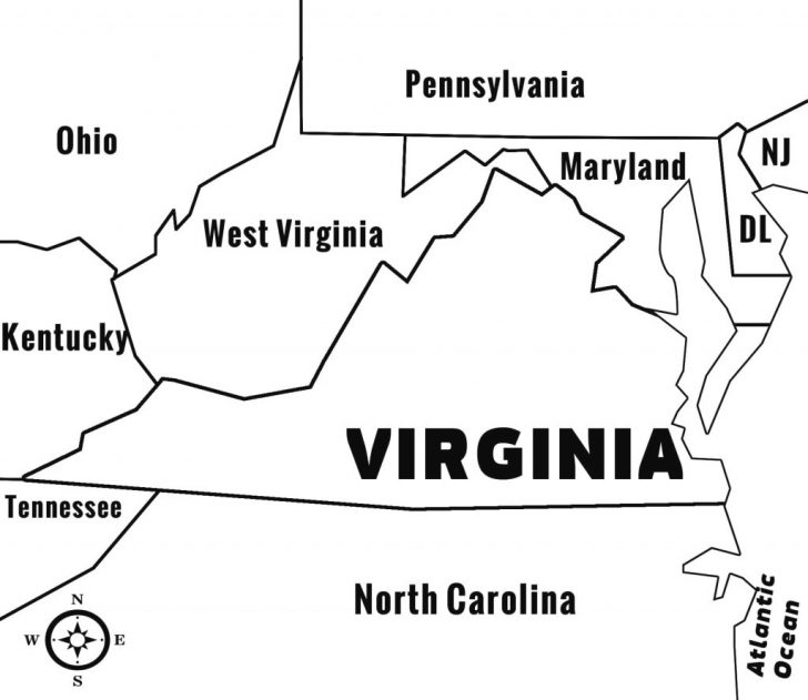 Virginia Bordering States Map – Bnhspine Within Map Of Virginia And ...