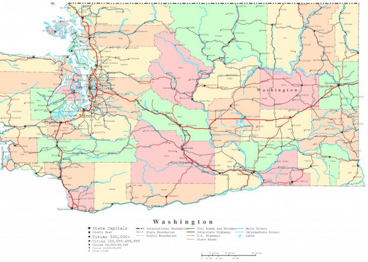Washington Printable Map Regarding Printable Map Of Washington State ...